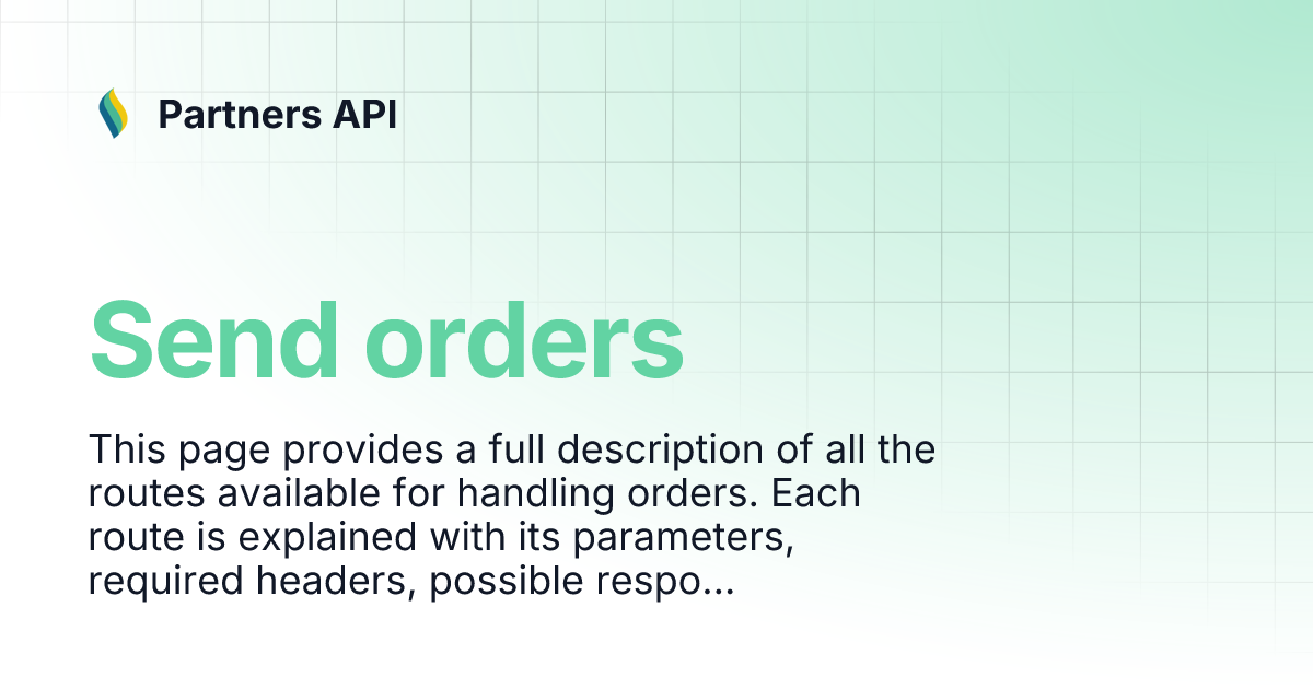 Send orders | Partners API